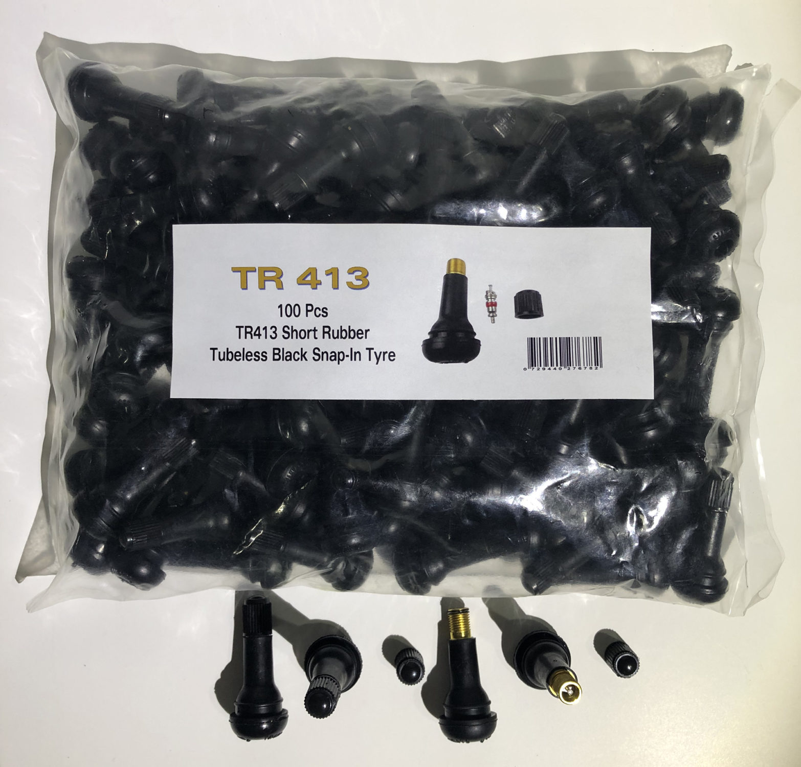 TR413 Short Rubber Tubeless Black Snap-In Tyre -100pcs - Prodepot